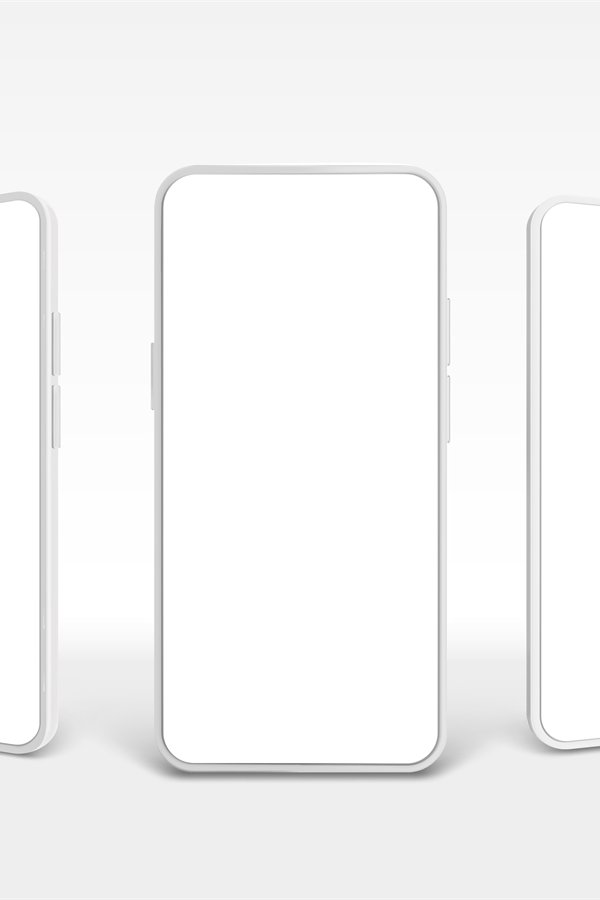White smartphone mockup. Mobile phone, empty smartphones