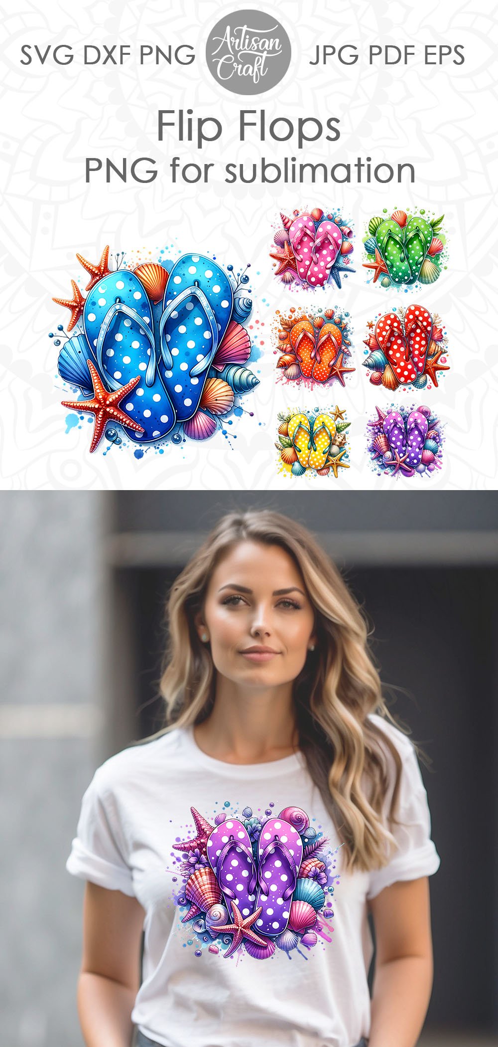 Flip flops PNG | Polka dots | Sea Shell Clip Art