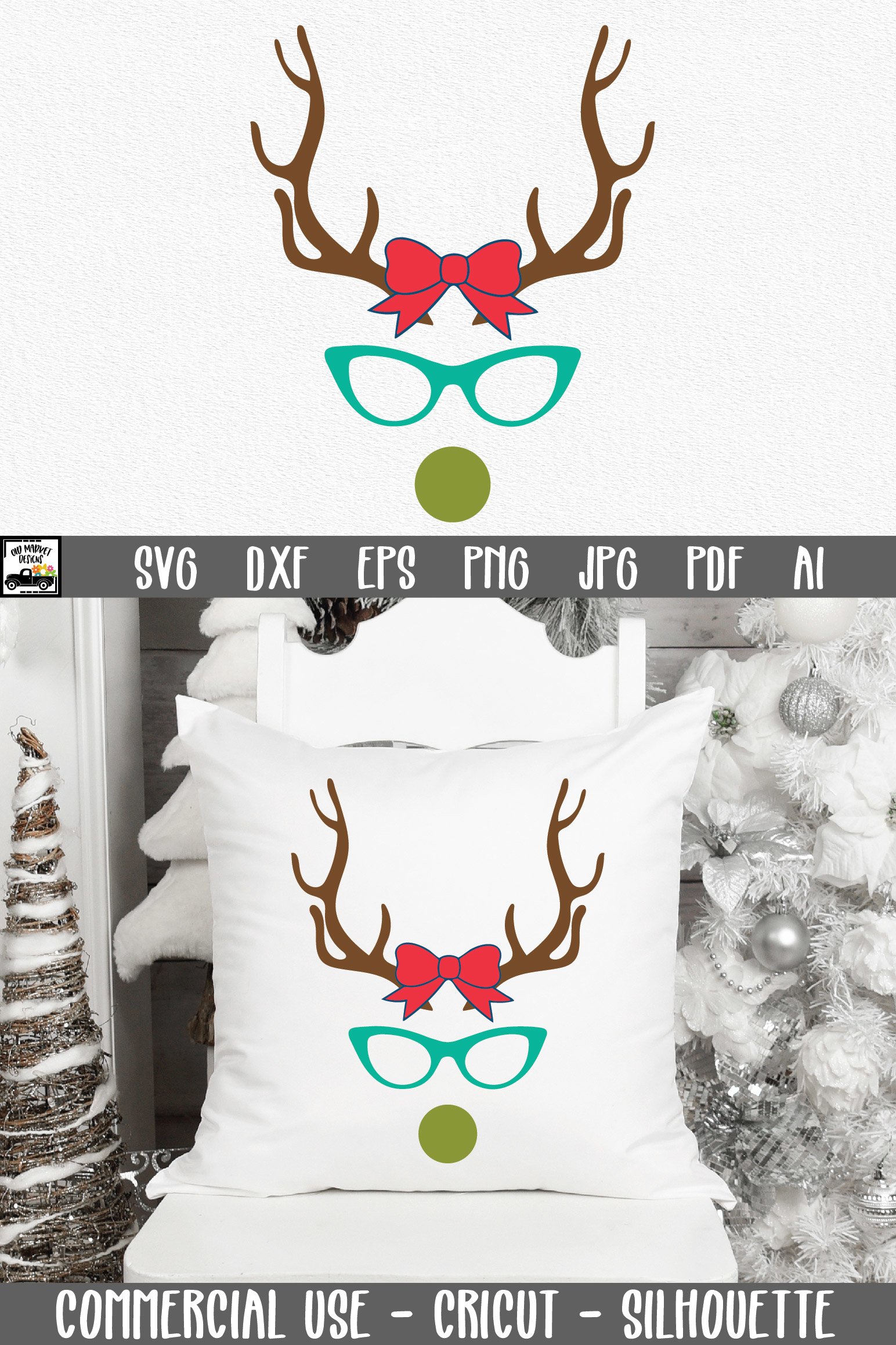 Christmas SVG Cut File - Girl Reindeer SVG File