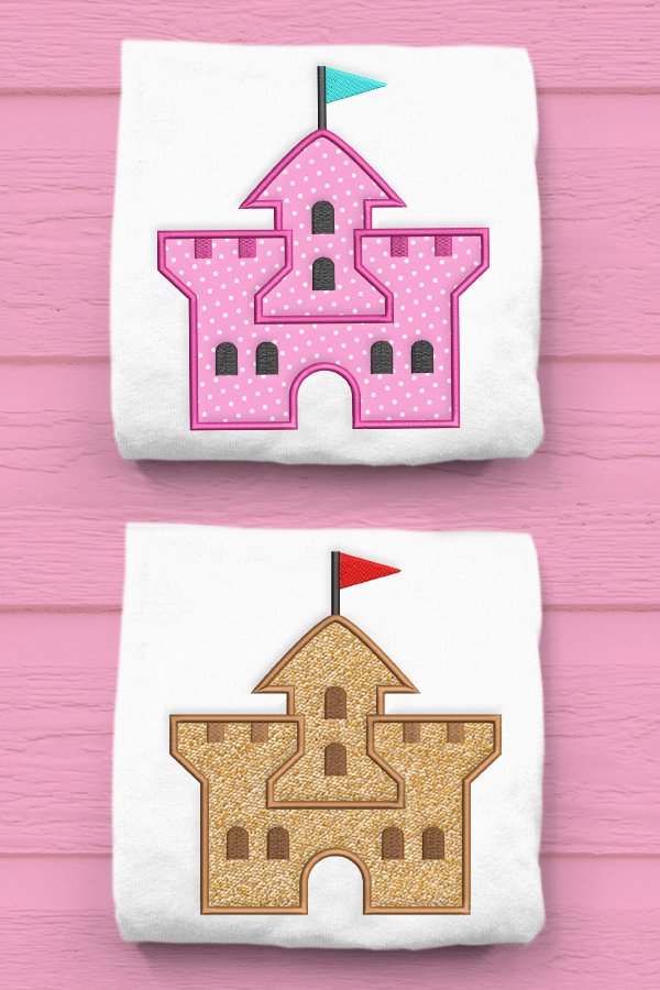 Cute Castle Applique Embroidery Design