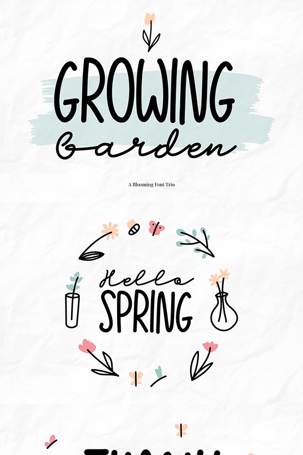 Growing Garden Handwritten Font Trio (1207989)