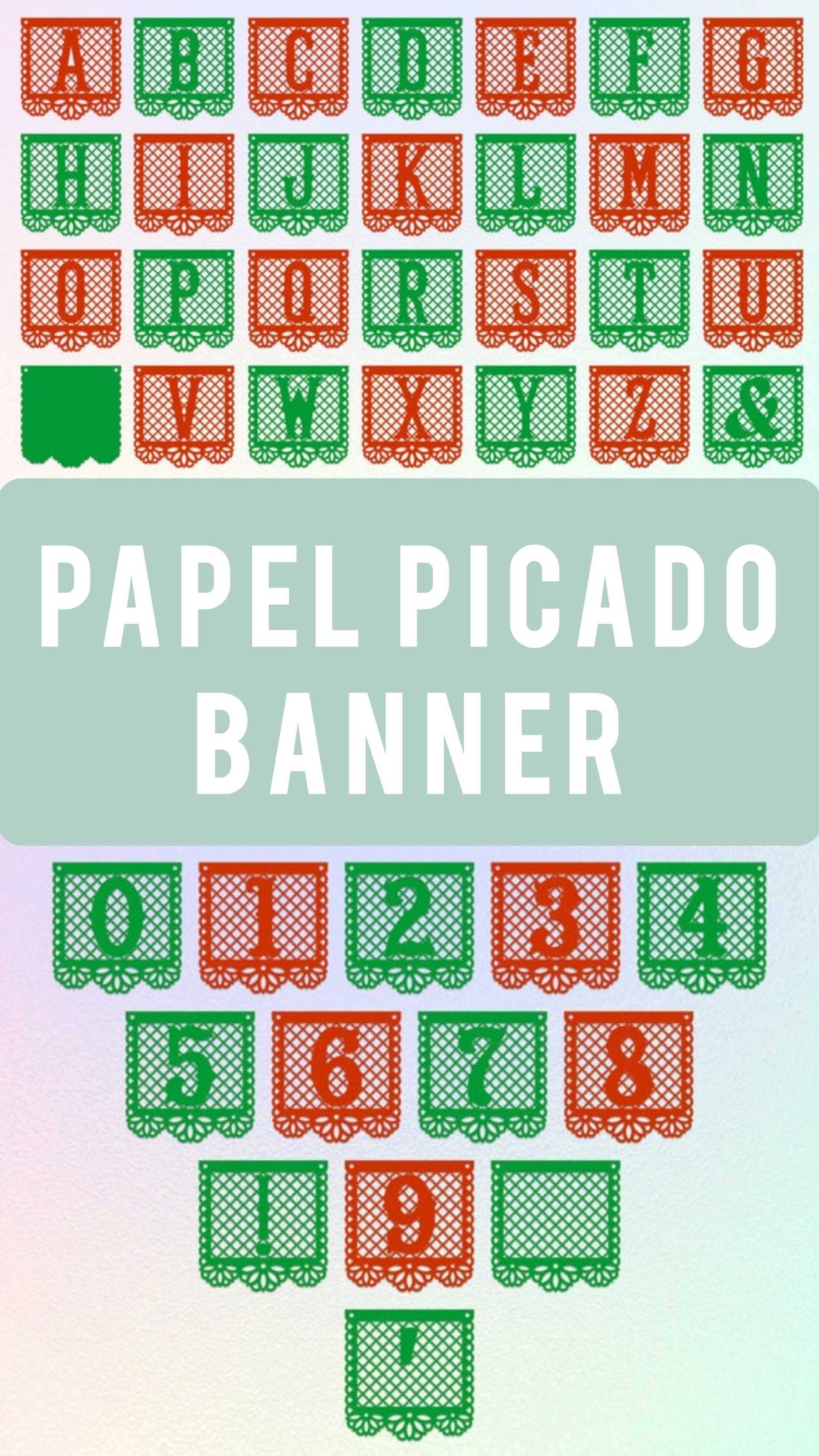 DIY Alphabet banner svg, Numbers svg, Papel picado svg