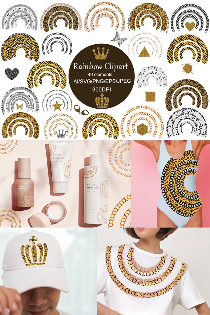 Rainbow & Shapes SVG.