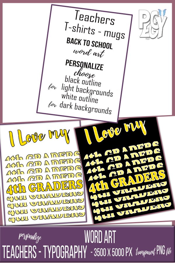 Typography Teachers - 5 colors - I Love My 4th Graders
