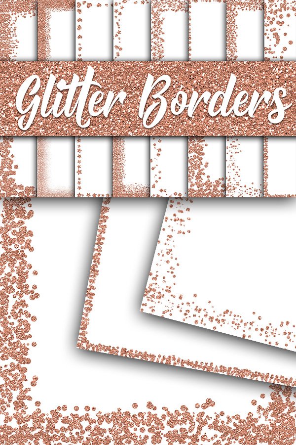Rose Gold Glitter Borders Digital Paper (39645)