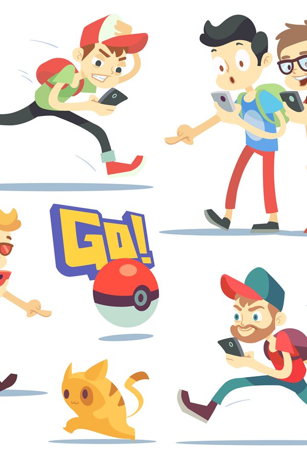 Players catching monsters with smartphone app