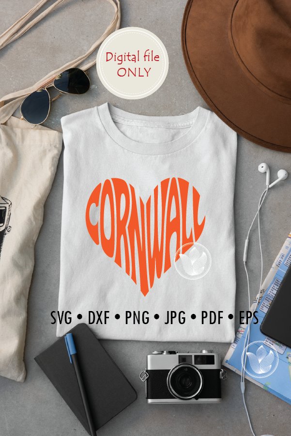 Cornwall Cut File | Heart Word Art