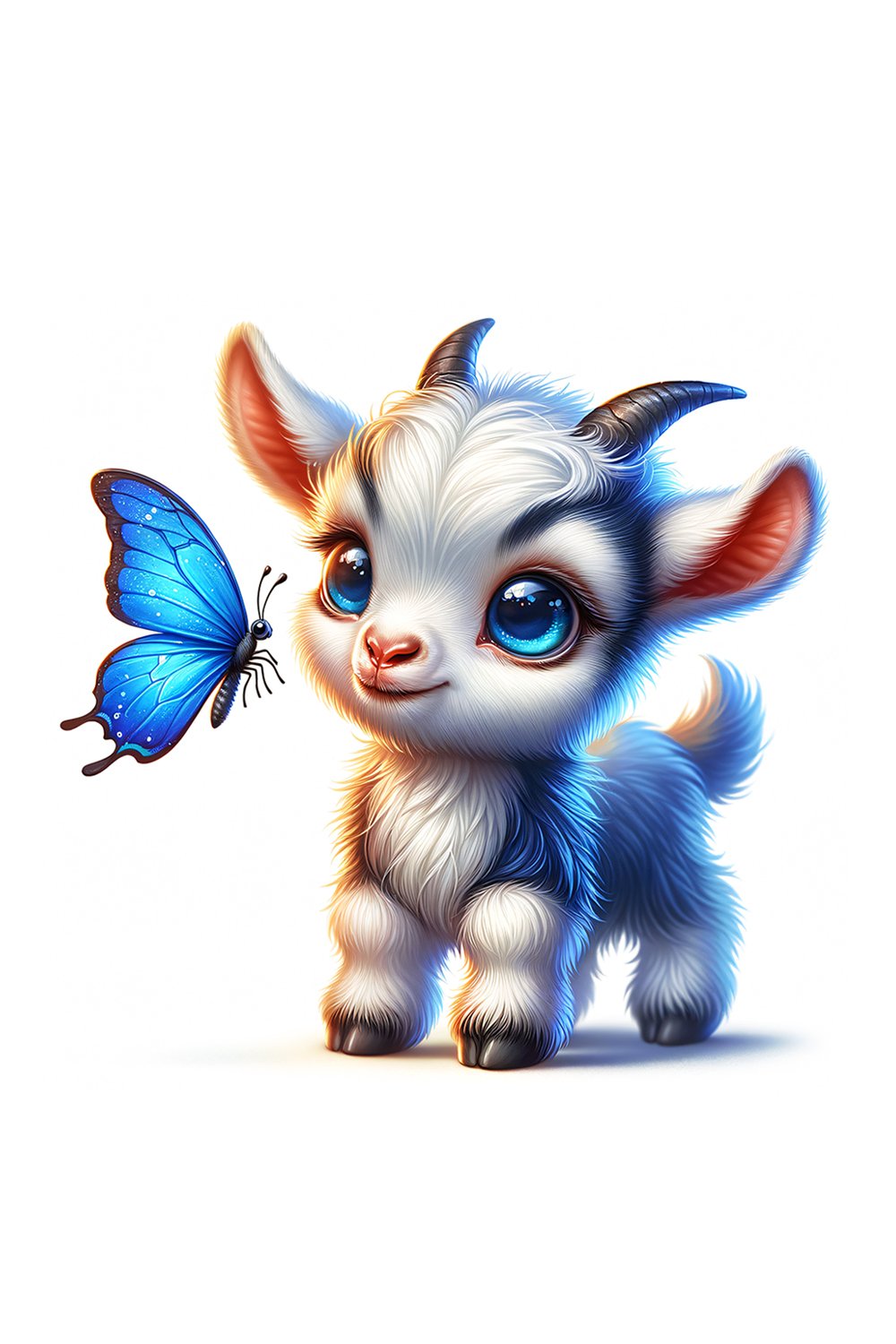 Cute Goat Playing with Butterfly JPG File (3526096)