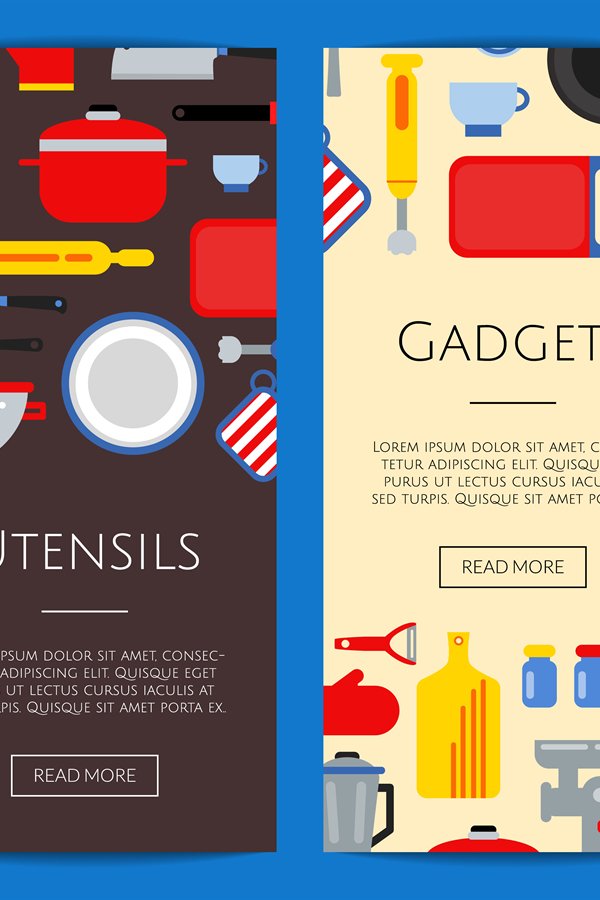 Vector flat style kitchen utensils banners (845608)
