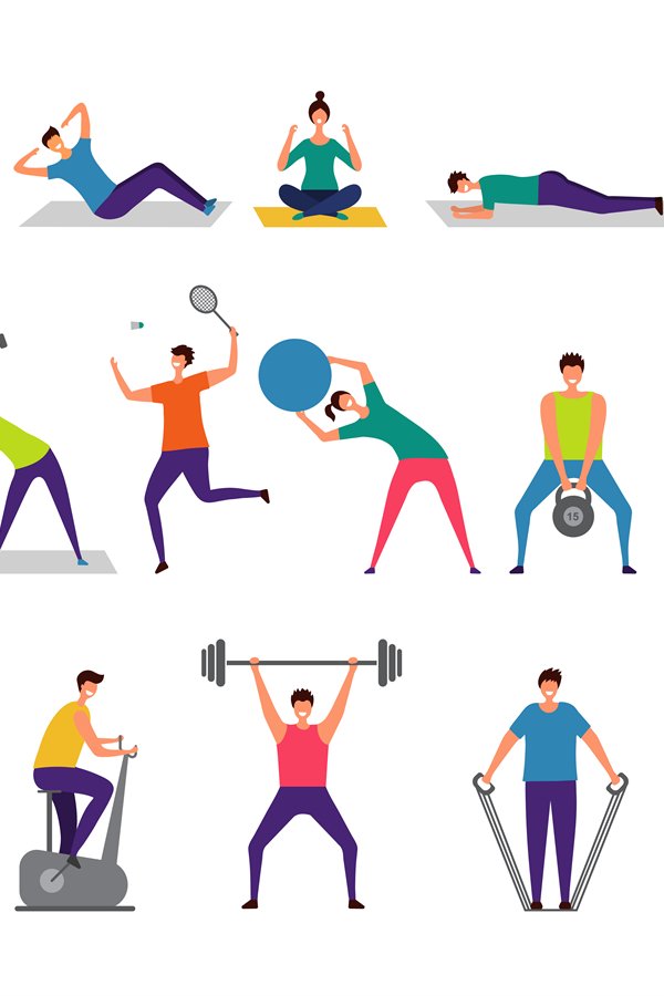 Sport activities. Active people making fitness actions runni