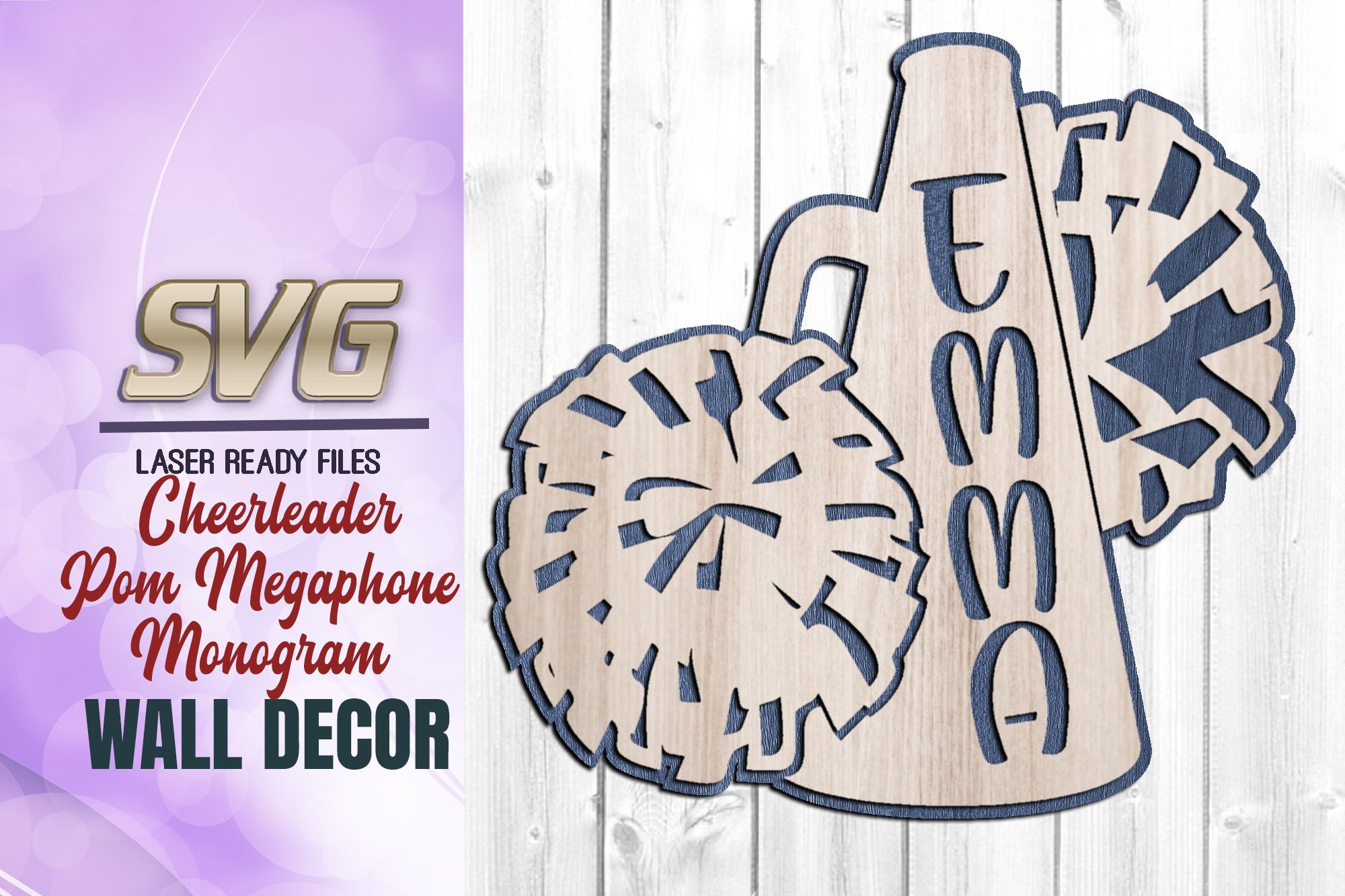 Monogram Cheer SVG Laser Cut Files | Cheerleader Sign SVG