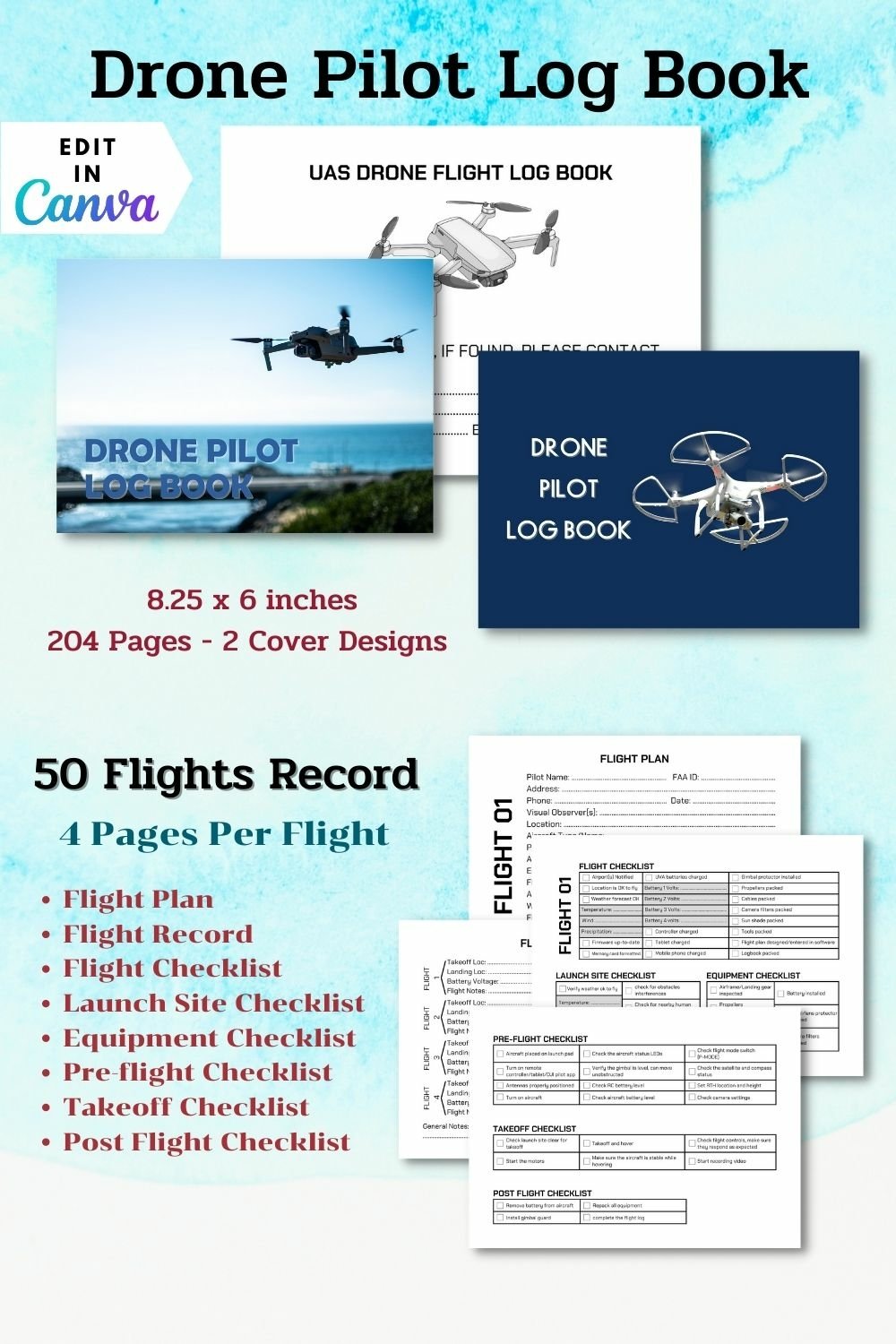 Drone Pilot Log Book - Canva Template