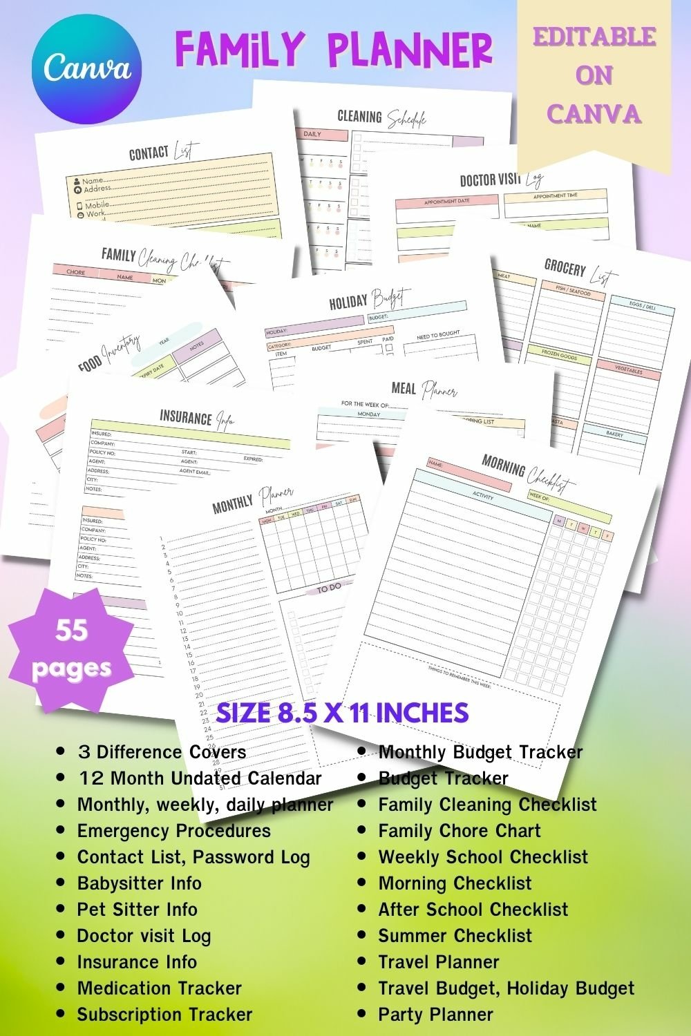 Family Planner-Mom Planner-Home Planner | Canva templates