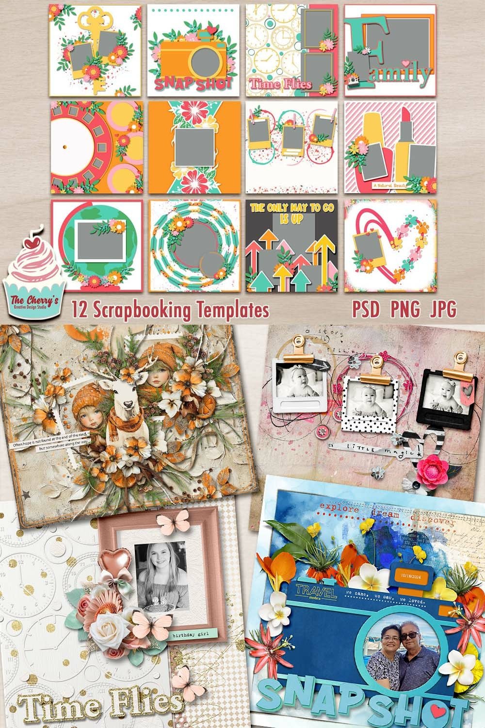 Mega Bundle of 12 Digital Scrapbooking Templates