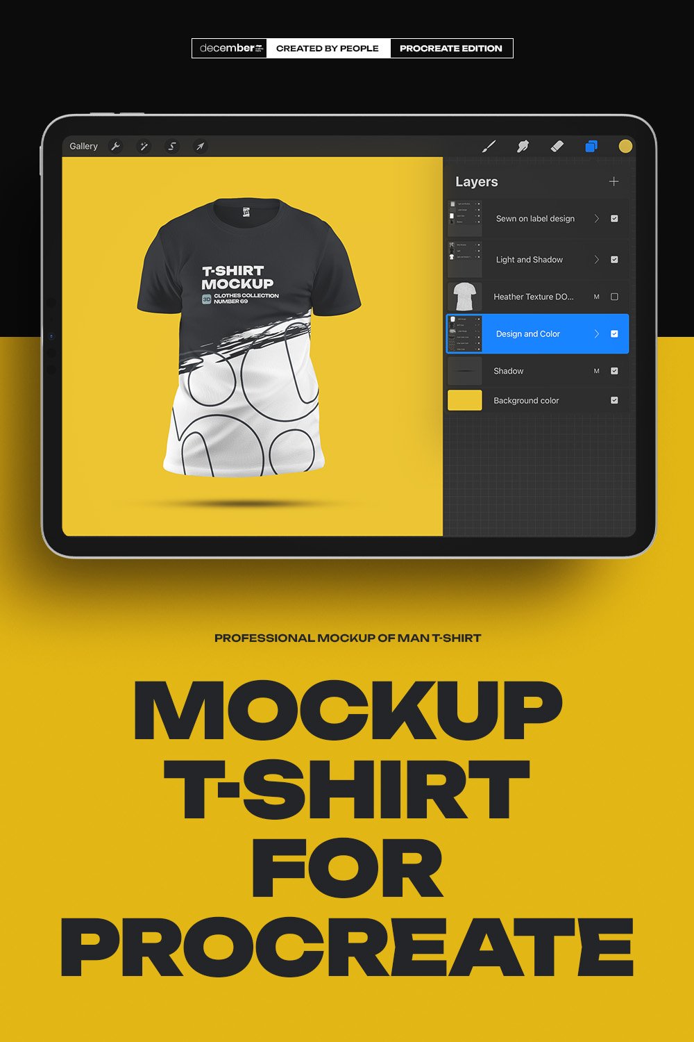 7 Mockups Man T-Shirt for Procreate