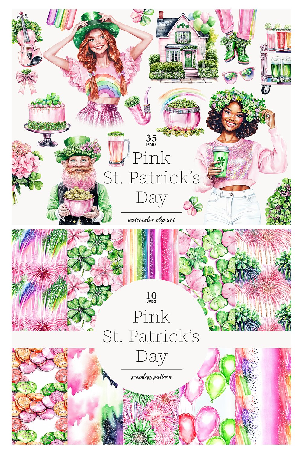 Pink St. Patrick’s Day Clipart | Irish PNG Bundle