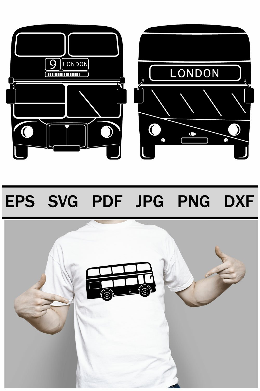 SVG London tourist bus, monogram, file for (2623878)