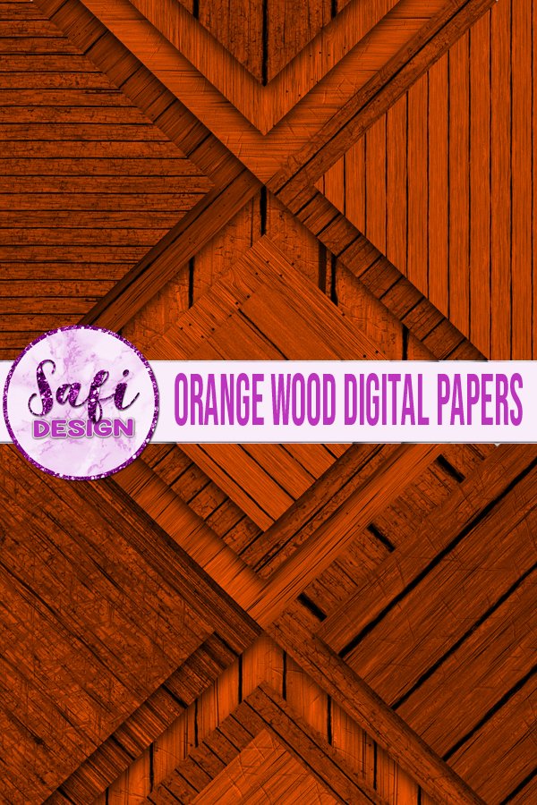 Orange Rustic Wood Digital Paper Backgrounds