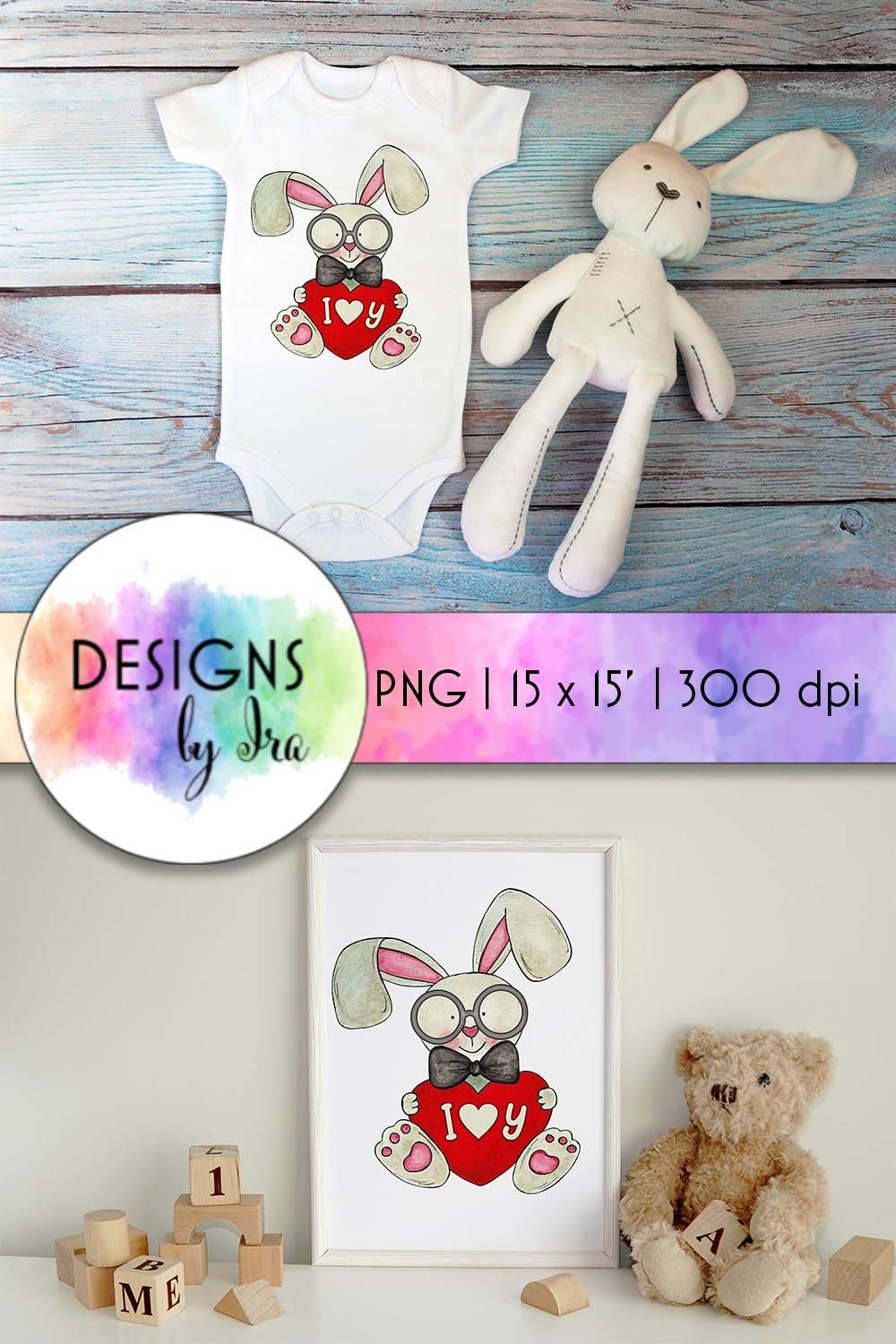 Cute Valentine Bunny With Red Heart I love You