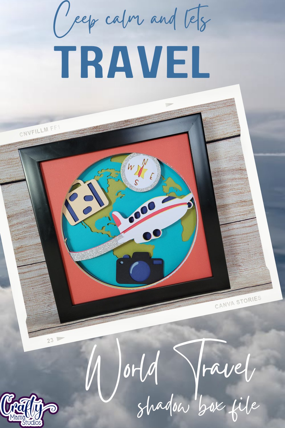 Travel Svg Shadow Box, 3D Layered World Traveler Cut File