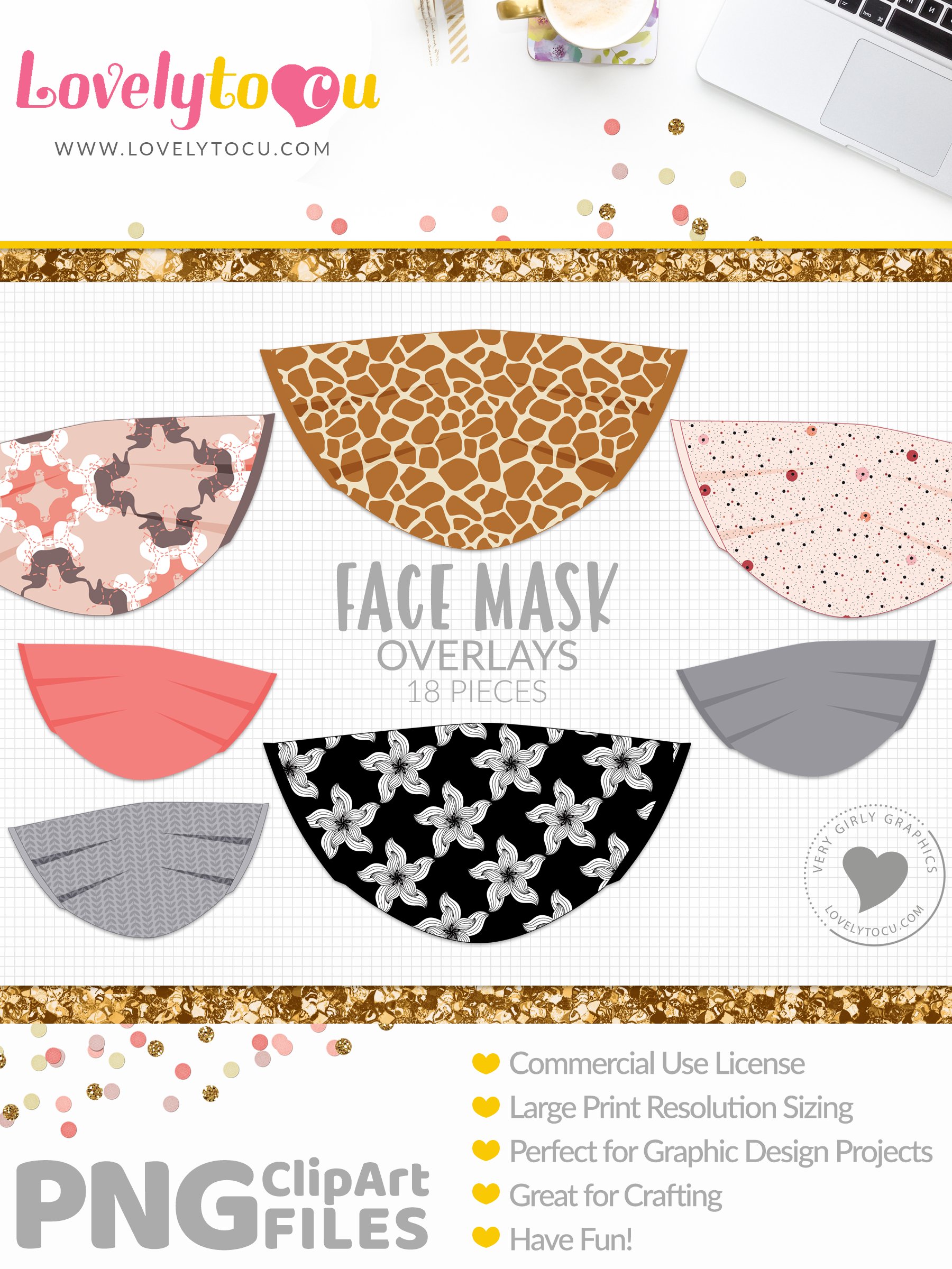 Face mask overlay, PNG clipart graphics (939527)