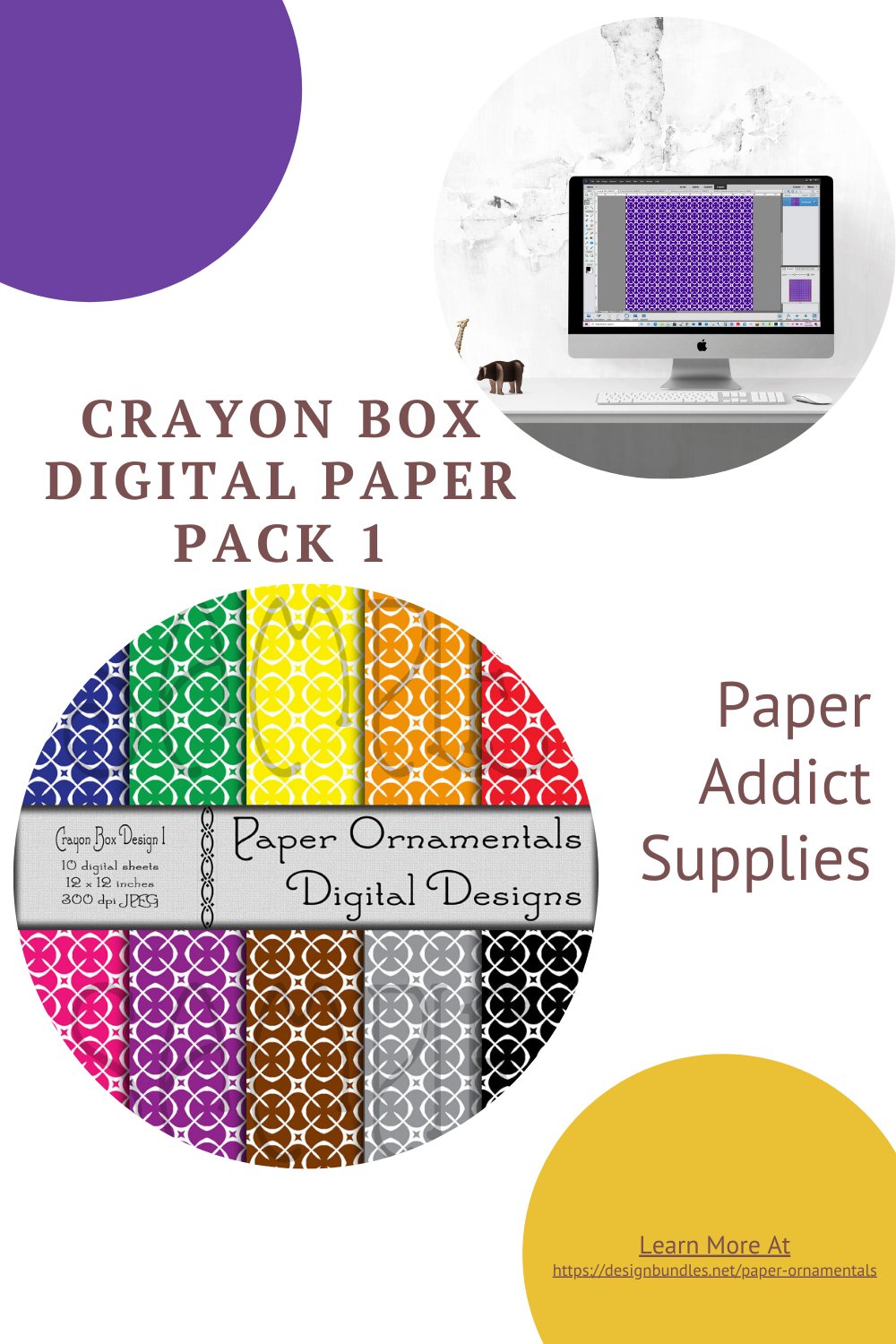 Crayon Box Set 1 Digital Paper For Crafts & Background (217085 ...