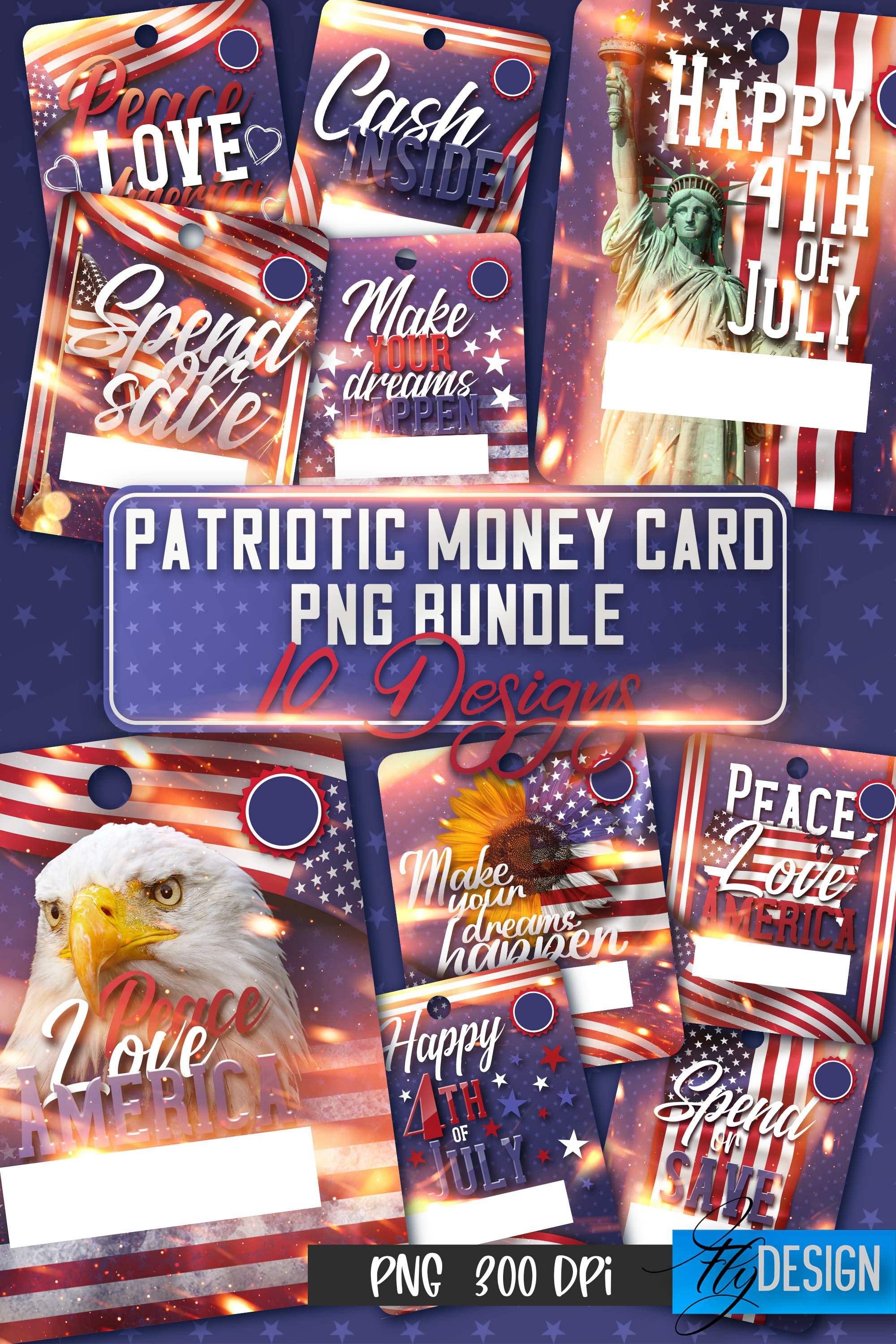 Patriotic Money Card PNG Designs | 4th of July Money Holder