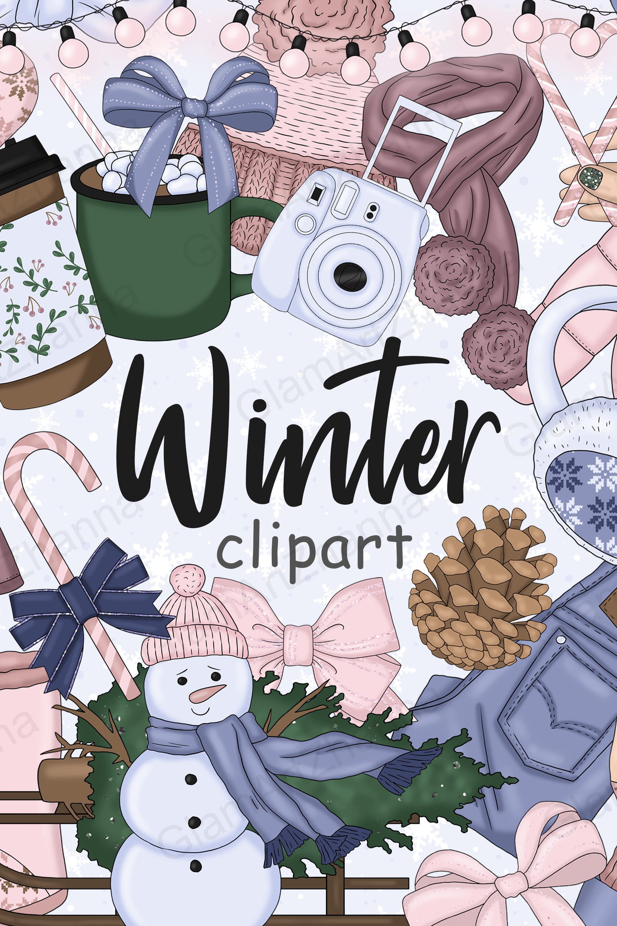 Winter Clipart Bundle | Christmas Illustrations For Stickers
