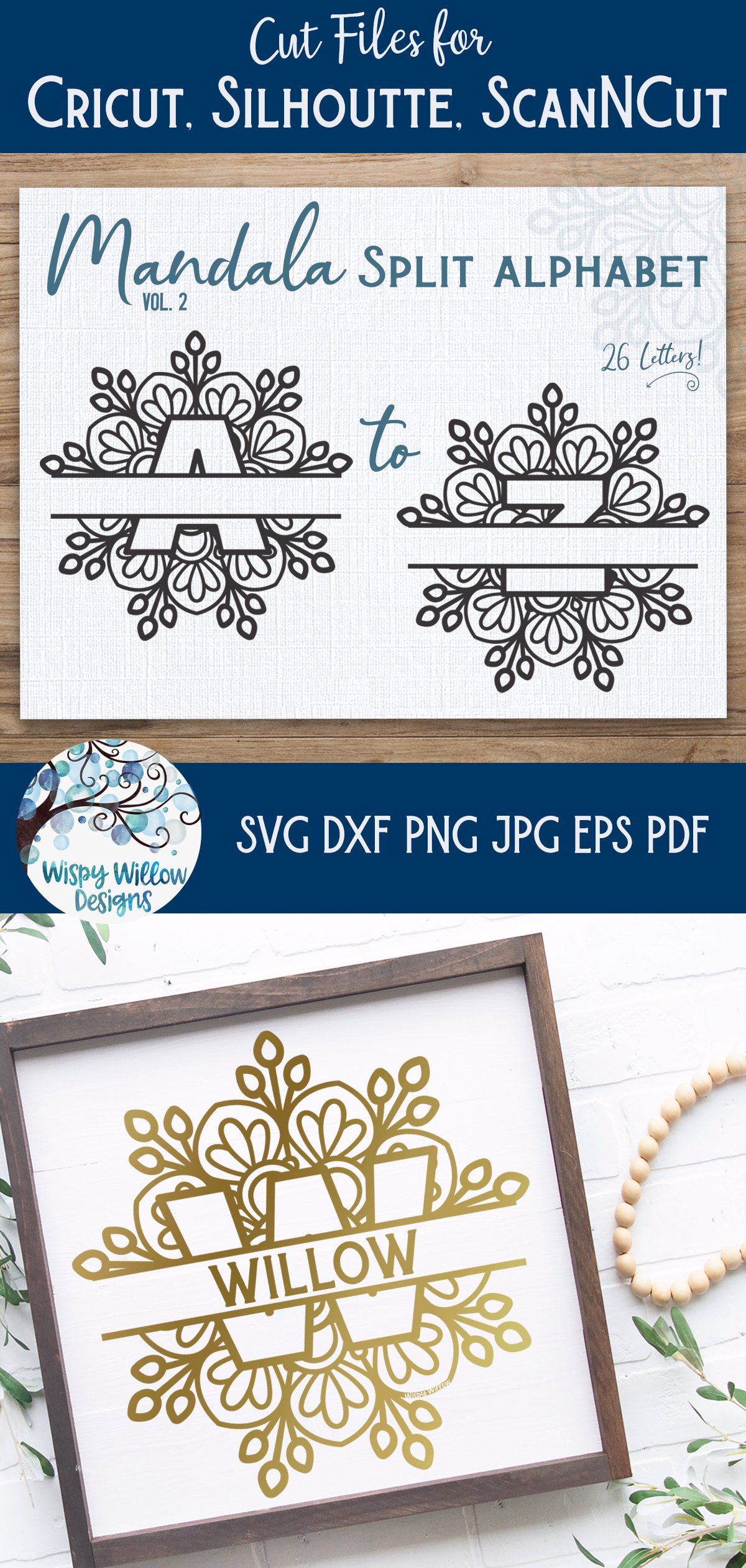 Mandala Split Alphabet SVG Bundle Vol 2 | Monogram Mandala