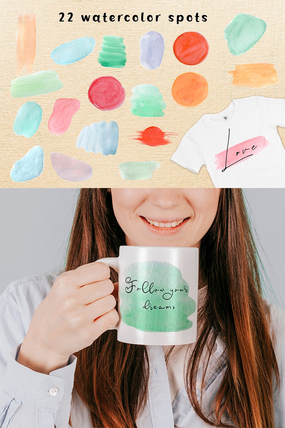 Watercolor stains. Clipart paint splatter. Hand draw