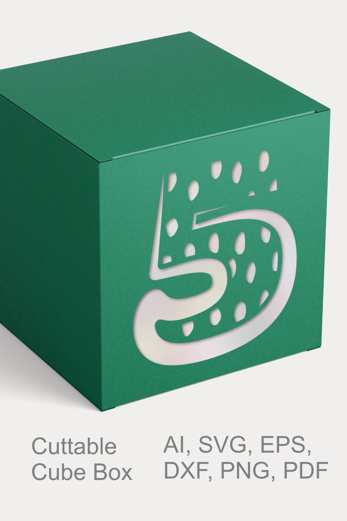 Number 5 Cube Favor Box Paper Cut SVG Template