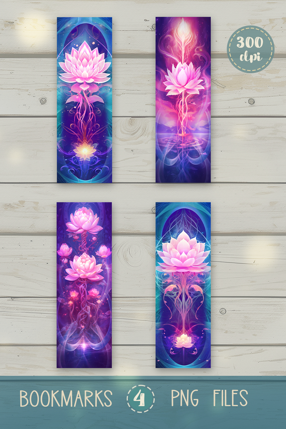 Bookmarks design - Magical Pink Lotus