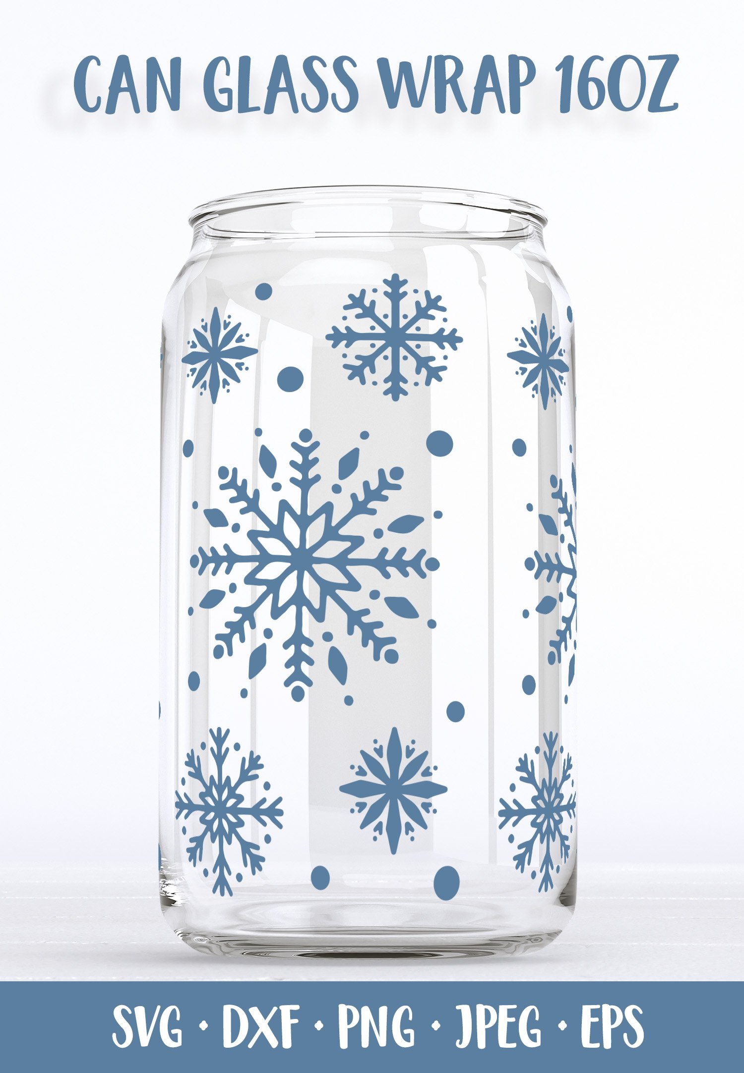 Snowflakes Can Glass Wrap SVG. Winter Glass Can