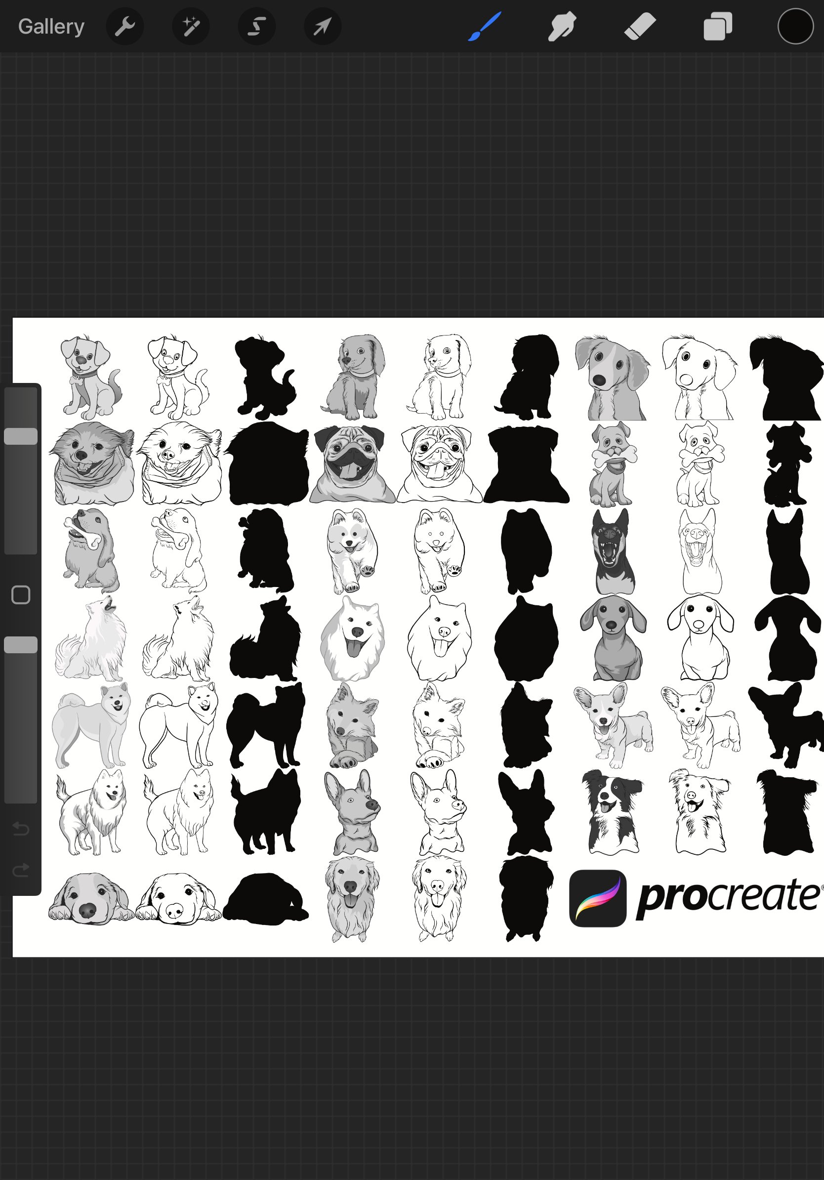 Cartoon Dogs, Outlines & Silhouette Procreate (2346080)