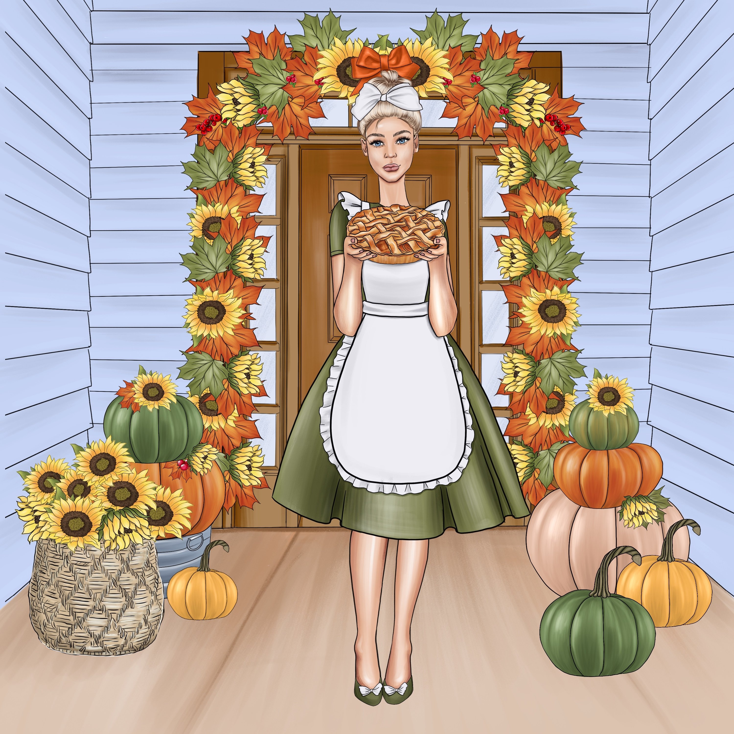 Thanksgiving scene, Front door scene.