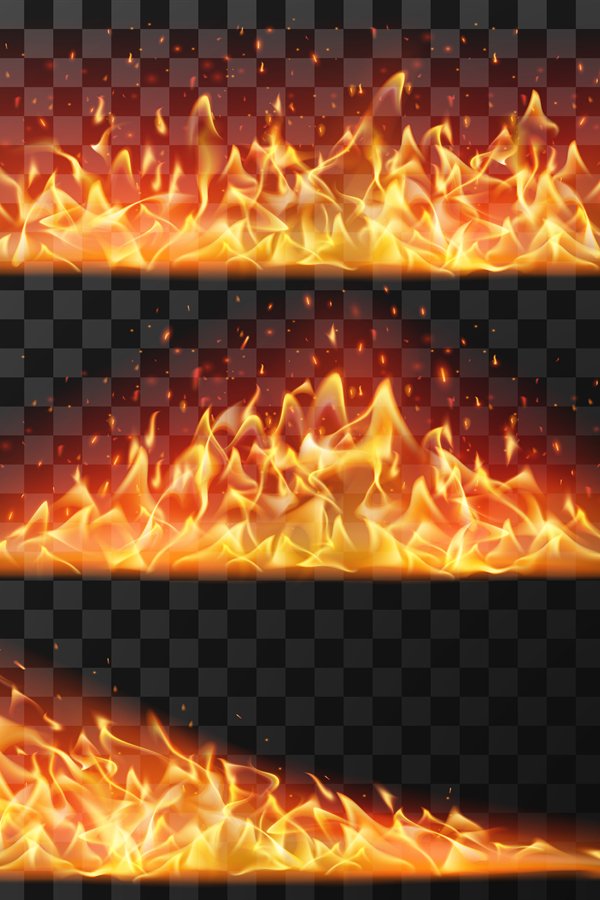Realistic long fire. Horizontal bright flames and (1377563)