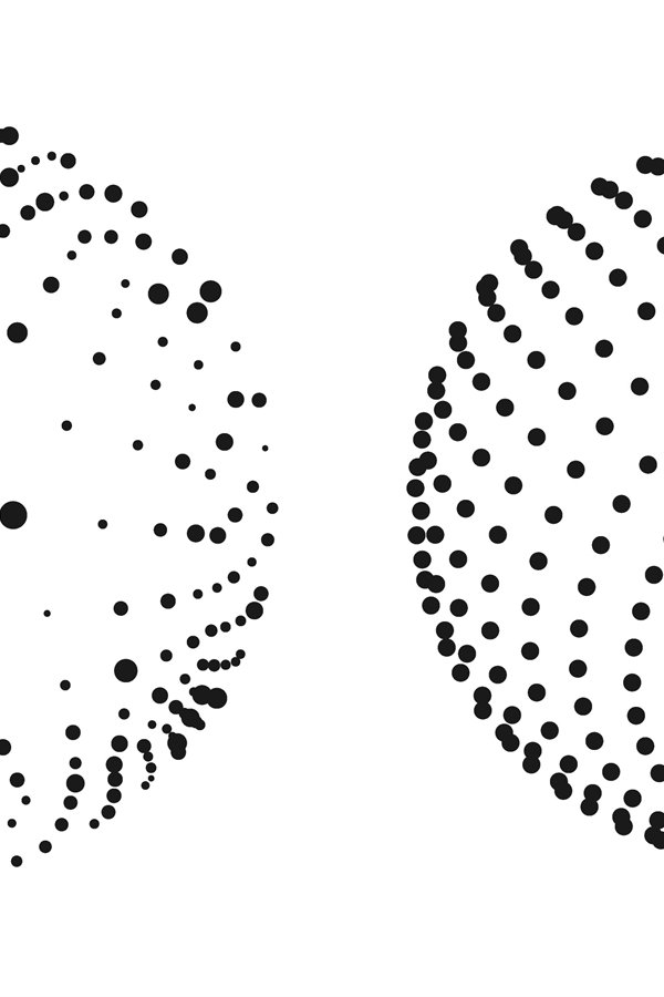 Abstract 3D dots sphere. Vector of set