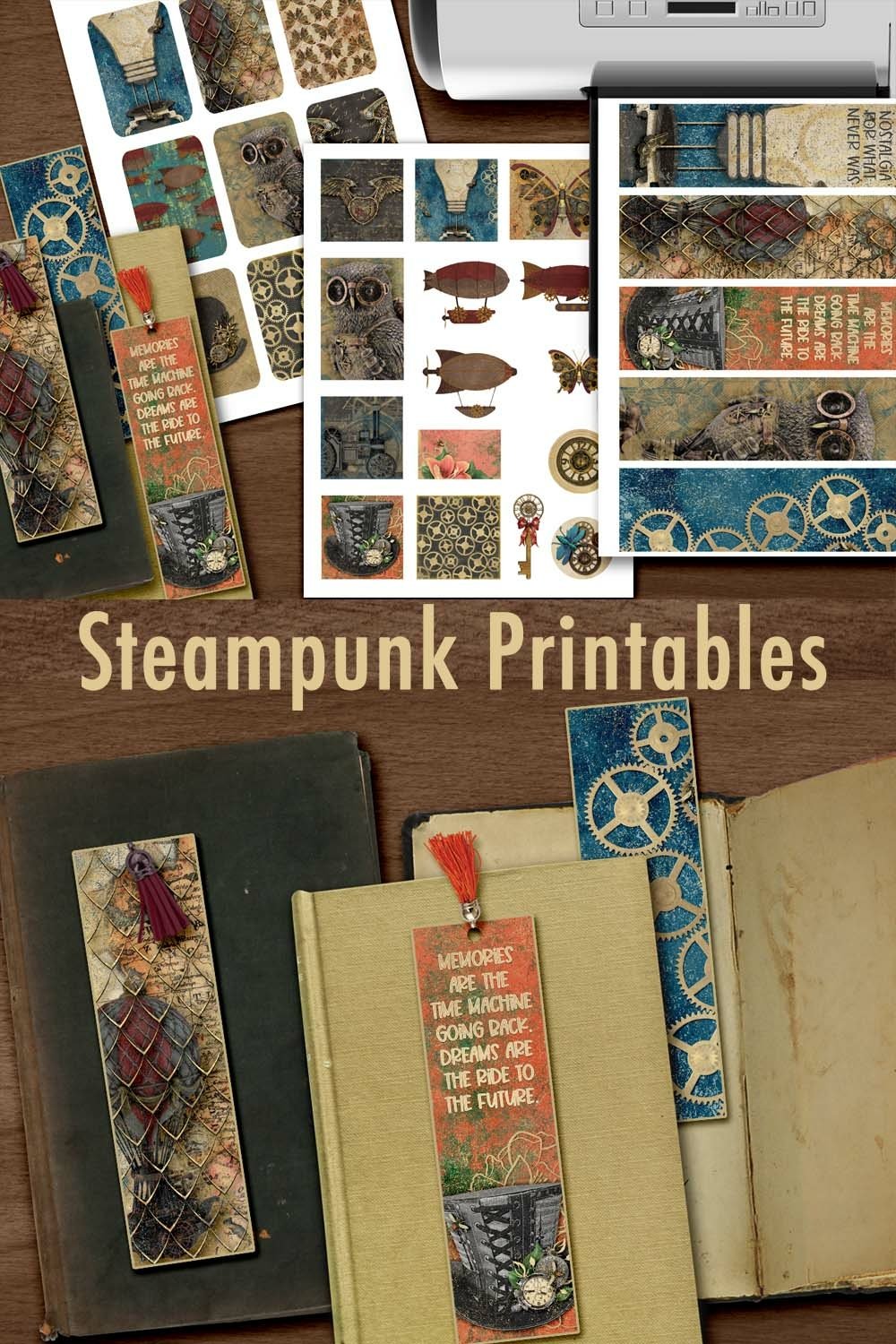 Vintage Steampunk Printables with Stickers and Bookmarks