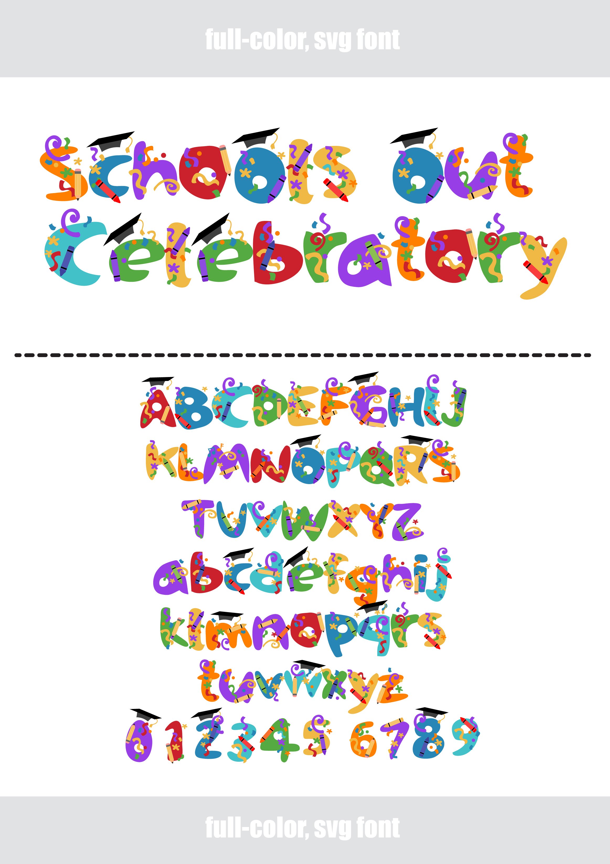 School Themed Full Color SVG Font