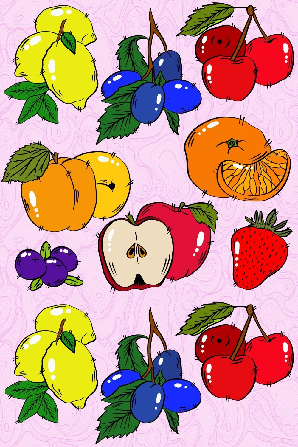 Doodle Fruit Clip Art Set, Hand drawn Food Clipart,Fruits