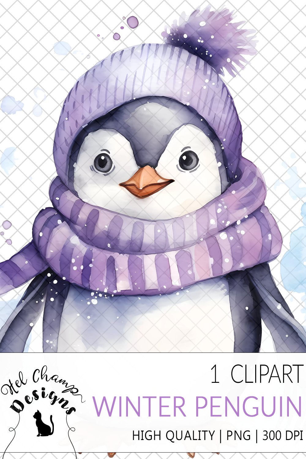 Winter penguin purple scarf transparent clipart