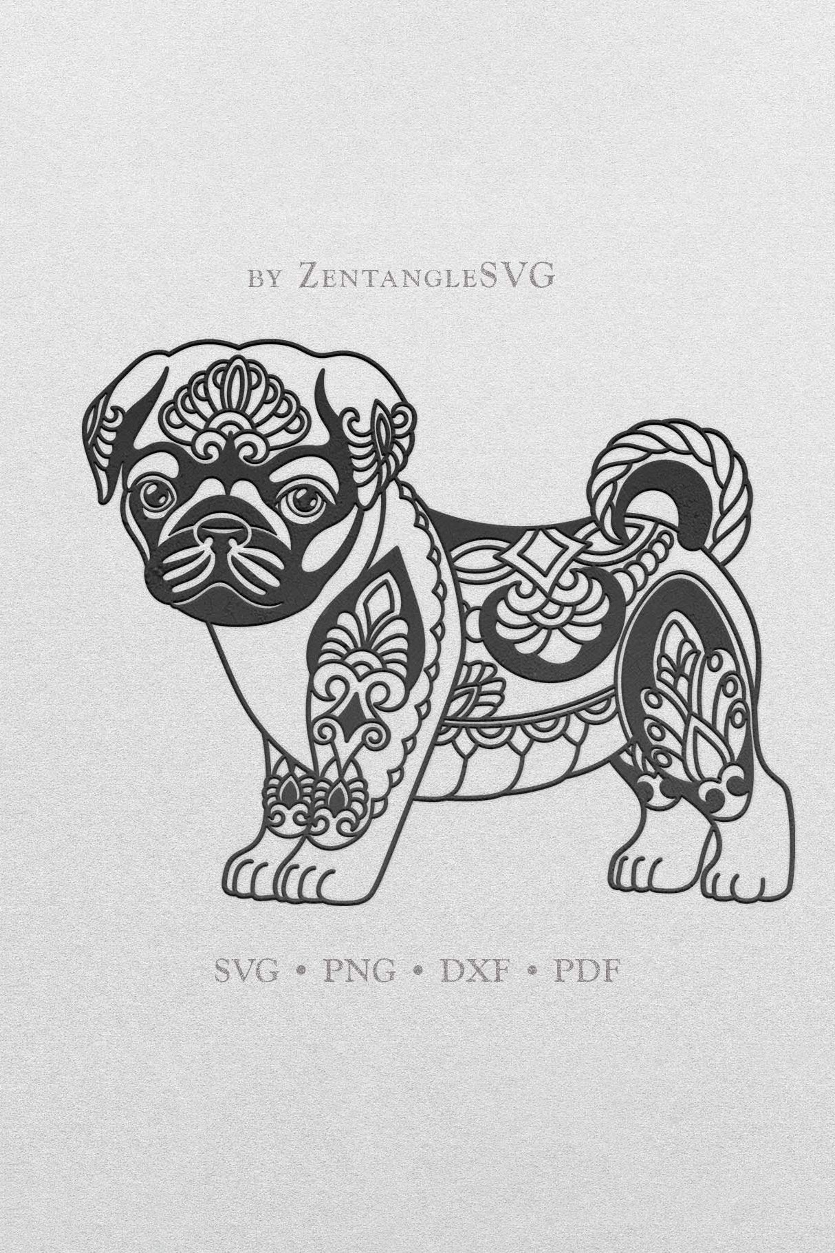 Pug SVG, Dog Breed, Dog Mandala, Animal Mandala Dog