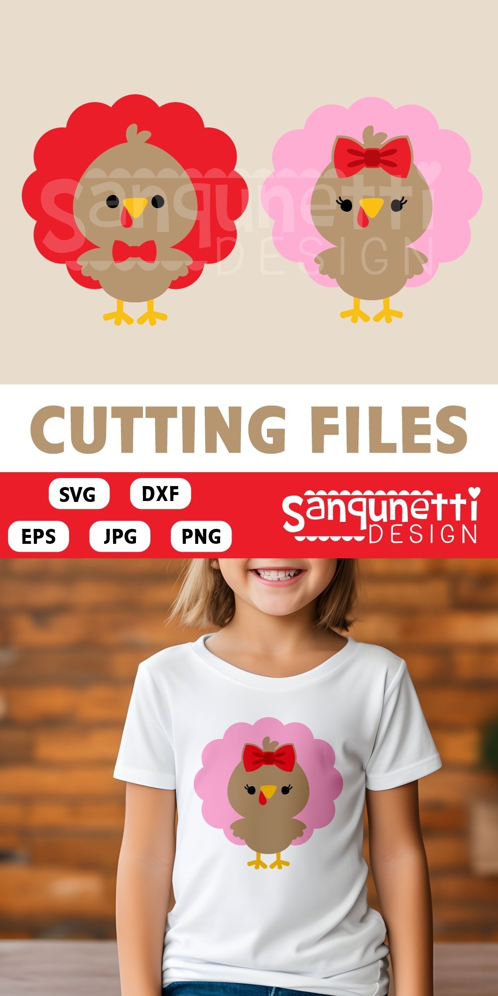 Cute Thanksgiving Turkey Girl and SVG