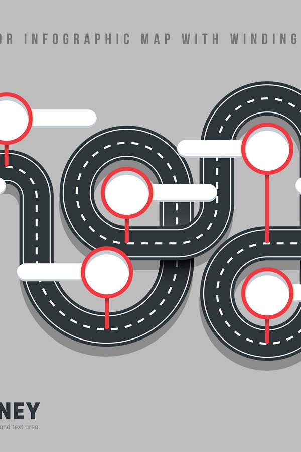 Navigation winding road vector way map infographic (891945)