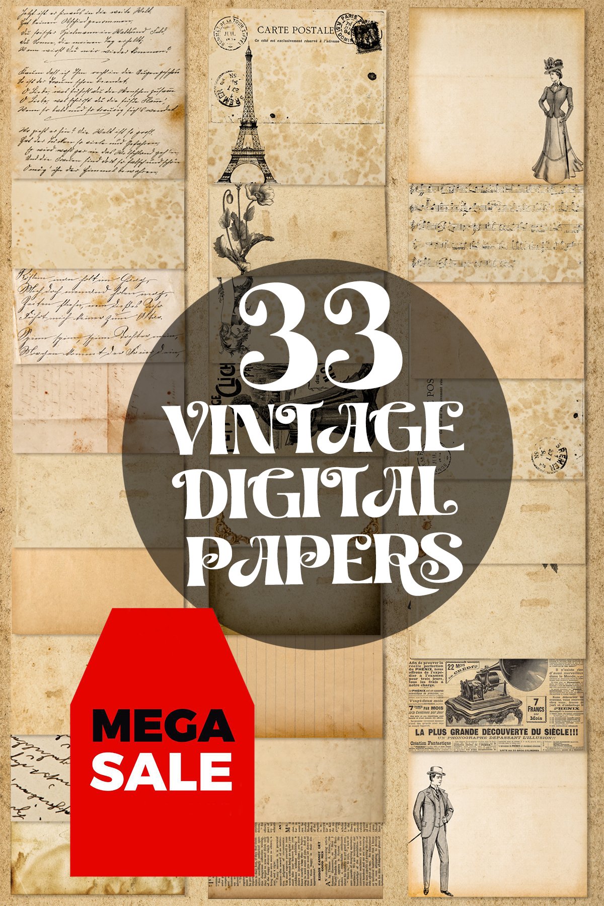 Digital paper textures old vintage backgrounds (1255335)