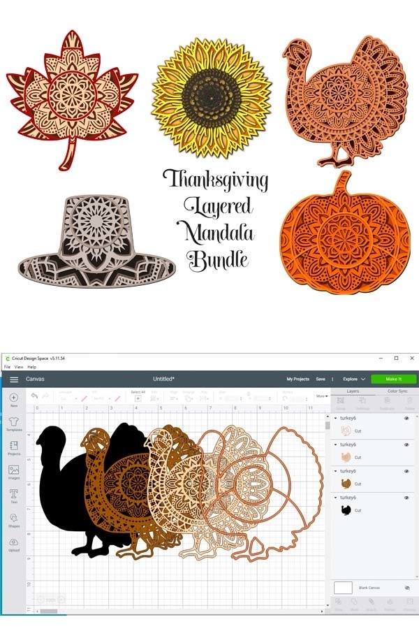 Thanksgiving Mandala SVG Bundle - 3D Layered (795267)