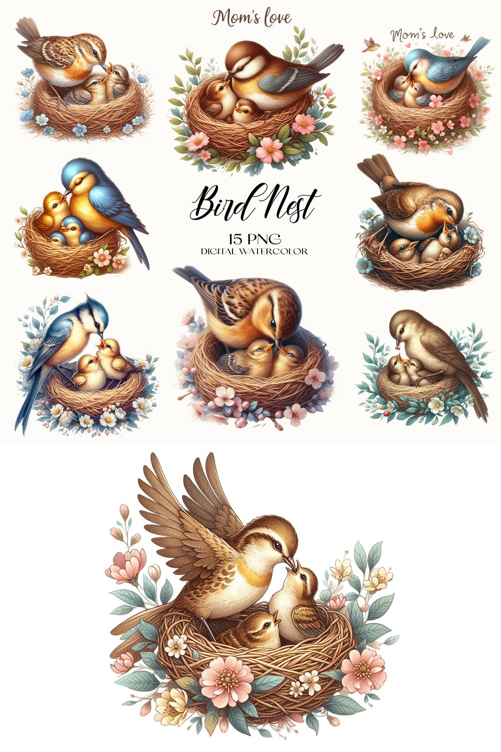 Watercolor Bird Nest Clipart (3527883)