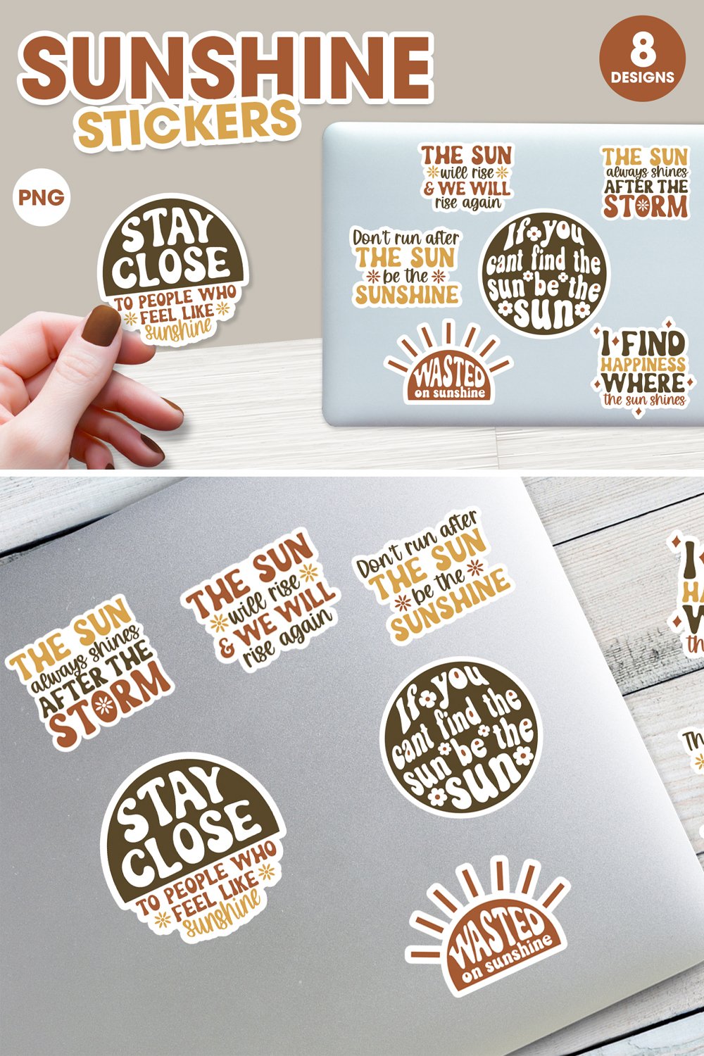 Sunshine PNG Sticker Bundle | Printable laptop stickers