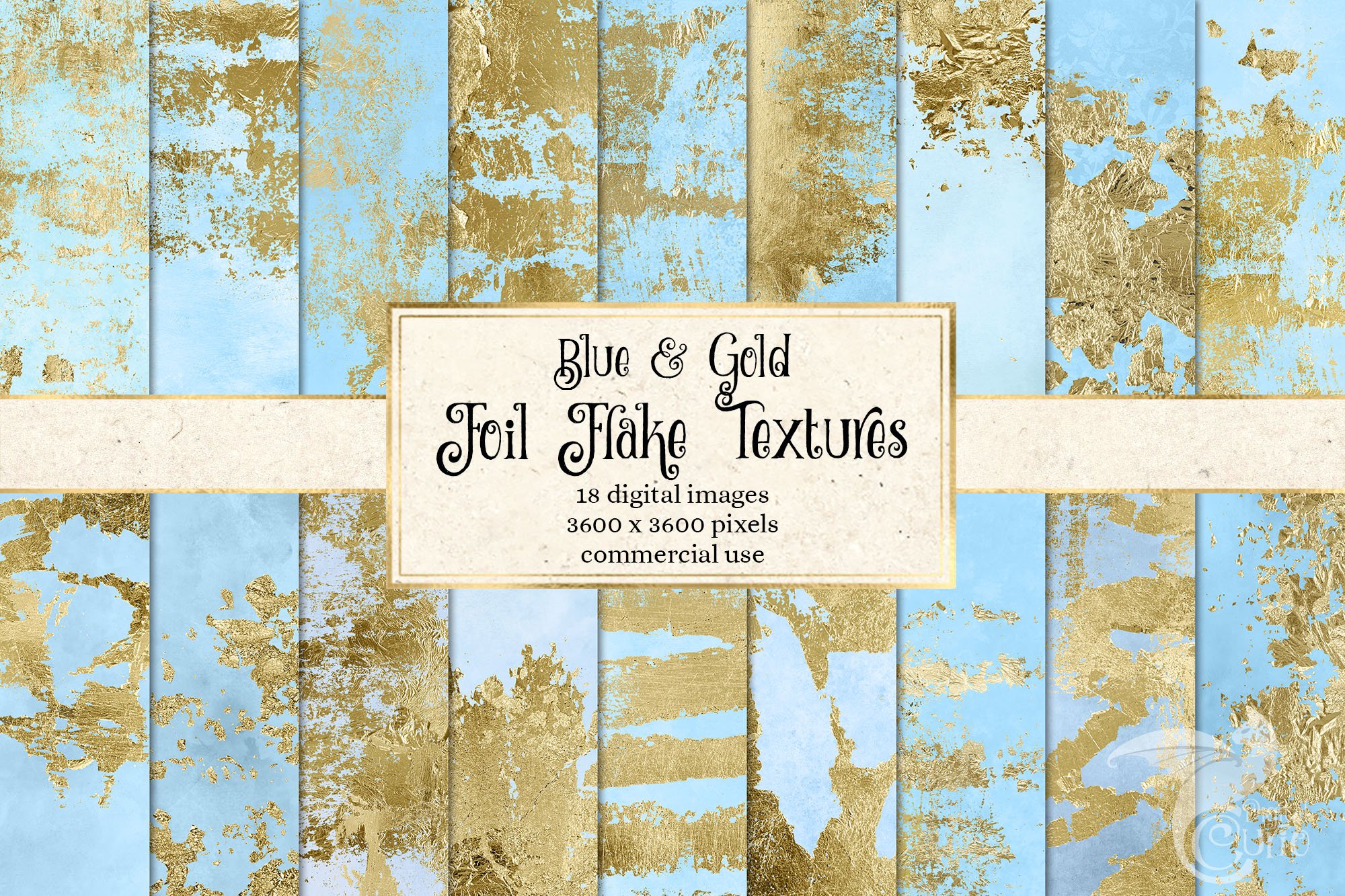 Blue and Gold Foil Flake Textures
