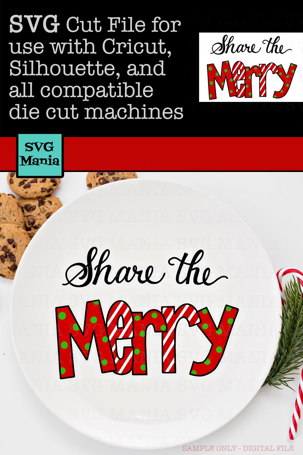 Merry Christmas SVG, Cookie Tin SVG, Santa Plate SVG File